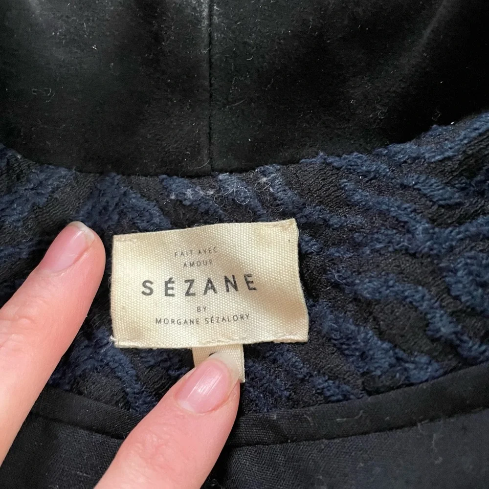 Sezane | Jackets & Coats | Sezane Black Textured Blazer Small Evening ...